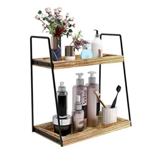 dorhors 2 tier bathroom counter organizer storage,vanity organizer for bathroom counter,wood counter standing rack for bathroom,dresser,kitchen