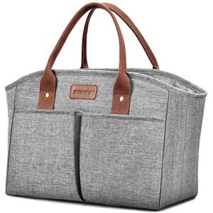 lunch bags for women insulated thermal lunch tote bag durable large lunch box container drinks holder for adults men work college picnic beach park, grey