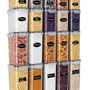 Airtight Food Storage Containers 25-Piece Set, Kitchen & Pantry Organization, BPA Free Plastic Storage Containers with Lids, for Cereal, Flour, Sugar, Baking Supplies, Labels & Measuring Cups