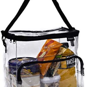 Clear Lunch Bag - Durable PVC Plastic See Through Lunch Bag with Adjustable Shoulder Strap Handle for Prison Correctional Officers, Work, School, Stadium Approved, Freezer Proof. (Large)