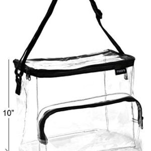 Clear Lunch Bag - Durable PVC Plastic See Through Lunch Bag with Adjustable Shoulder Strap Handle for Prison Correctional Officers, Work, School, Stadium Approved, Freezer Proof. (Large)