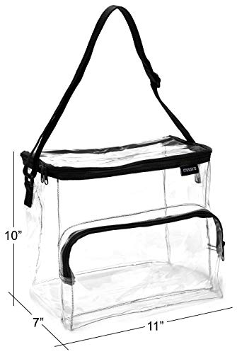 Clear Lunch Bag - Durable PVC Plastic See Through Lunch Bag with Adjustable Shoulder Strap Handle for Prison Correctional Officers, Work, School, Stadium Approved, Freezer Proof. (Large)