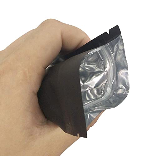 100 Pack Smell Proof Bags - 3 x 4 Inch Resealable Mylar Bags Foil Pouch Bag Flat Bag Matte Black