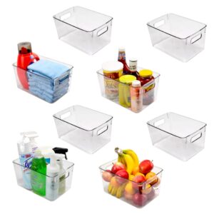 clearstorage plastic storage bins 10.2×6.5×6 storage container -stackable storage bins -home organization storage,kitchen and refrigerator organizer bins,pantry organizer bin,bpa free (pack of 8)