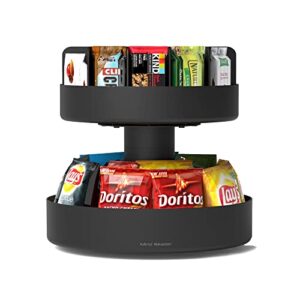 mind reader snackcar supreme snack organizer, 14 x 14.5 round, black