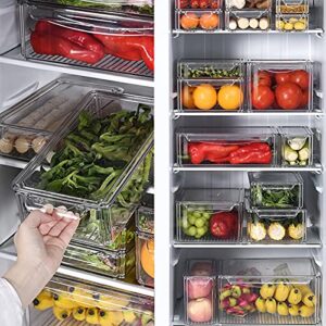 Set Of 7 Fridge Organizer Stackable Refrigerator Organizer Bins with Lids, Kitchen Organization and Storage Clear Plastic Storage Bins, BPA-Free Pantry Storage Bins for Food, Drinks, Fruits, Vegetable