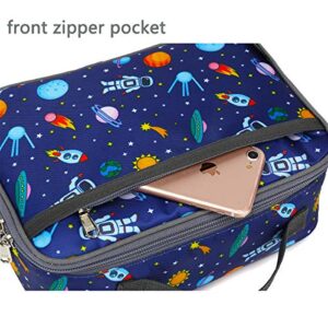 FlowFly Kids Lunch box Insulated Soft Bag Mini Cooler Back to School Thermal Meal Tote Kit for Girls, Boys, Astronaut