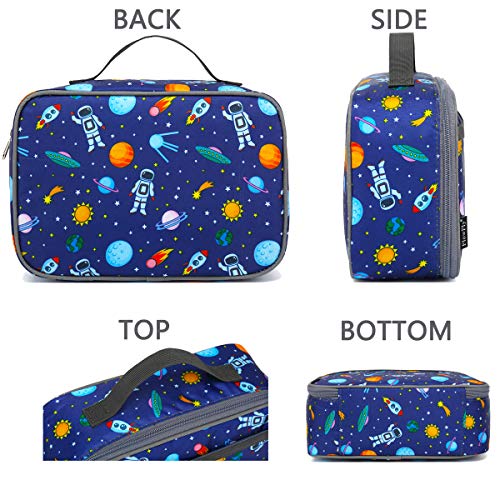 FlowFly Kids Lunch box Insulated Soft Bag Mini Cooler Back to School Thermal Meal Tote Kit for Girls, Boys, Astronaut