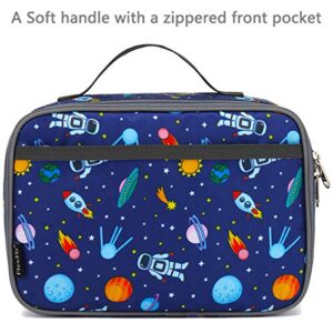 FlowFly Kids Lunch box Insulated Soft Bag Mini Cooler Back to School Thermal Meal Tote Kit for Girls, Boys, Astronaut