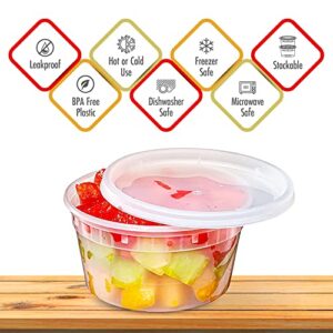 QUIDDITY WARE (16oz-Deli Containers with Lids Leakproof - 50 Pack BPA-Free Plastic Microwaveable Clear Food Storage Container Premium Heavy-Duty Quality, Freezer & Dishwasher Safe