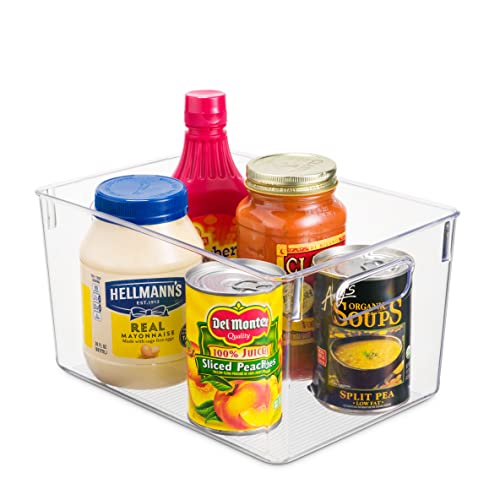 Pack Of 4 Plastic Kitchen Organization Pantry Storage Bins - Fridge Organizer, Cabinet Organizers, Household Food Storage Baskets for Countertops, Cabinets, Refrigerator, Freezer, Bedrooms, Bathrooms