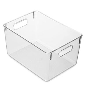 Pack Of 4 Plastic Kitchen Organization Pantry Storage Bins - Fridge Organizer, Cabinet Organizers, Household Food Storage Baskets for Countertops, Cabinets, Refrigerator, Freezer, Bedrooms, Bathrooms