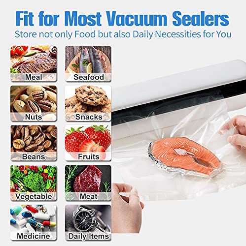 200 Vacuum Sealer Bags, 8 x 12 inch Thick BPA Free Quart Food Vac Storage Bags Compatible with All Vac Machines, Food Saver, Seal a Meal, Weston, Commercial Grade Precut Meal Prep Sous Vide Bags