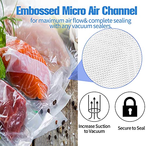 200 Vacuum Sealer Bags, 8 x 12 inch Thick BPA Free Quart Food Vac Storage Bags Compatible with All Vac Machines, Food Saver, Seal a Meal, Weston, Commercial Grade Precut Meal Prep Sous Vide Bags