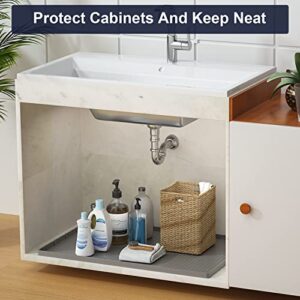 Under Sink Mat - Waterproof Kitchen Cabinet Tray - 34" x 22" Flexible Silicone Under Sink Liner with Drain Hole - Kitchen Bathroom Cabinet Mat and Protector for Drips Leaks Spills