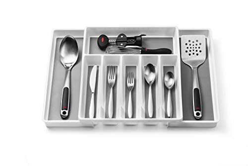 Expandable Cutlery Drawer Organizer, Flatware Drawer Tray for Silverware, Serving Utensils, Multi-Purpose Storage for Kitchen, Office, Bathroom Supplies