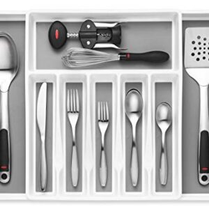 Expandable Cutlery Drawer Organizer, Flatware Drawer Tray for Silverware, Serving Utensils, Multi-Purpose Storage for Kitchen, Office, Bathroom Supplies