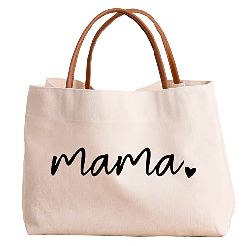 kifasyo Mom Mama Bag Mother Gifts Momlife Tote for Hospital, Shopping, Beach, Travel