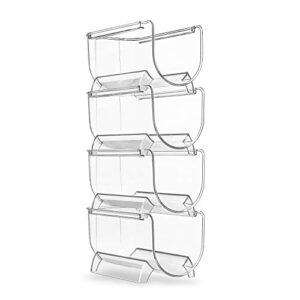 Vtopmart Refrigerator Wine and Water Bottle Holder, 4Pack Stackable Plastic Wine Rack Storage Organizer for Fridge, Cabinet, Pantry, Kitchen Countertops, Clear