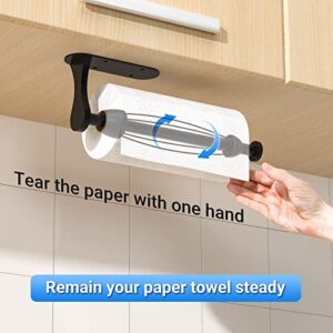 Swaitee Paper Towel Holder, Easy Tear Wall Mount Paper Towel Holder Under Cabinet with Damping Function, Stainless Steel Paper Roll Holder Adhesive or Screw for Bathroom