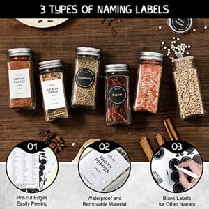 NETANY 25 Pcs Spice Jars with Labels - Glass Spice Jars with Shaker Lids, Minimalist Spice Labels Stickers, Collapsible Funnel, 4oz Seasoning Containers Bottles for Spice Rack, Cabinet, Drawer