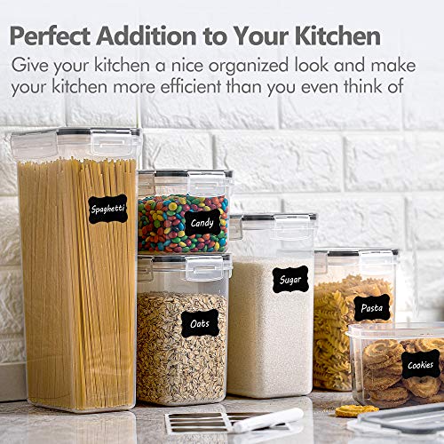 Airtight Food Storage Containers with Lids, CHEFSTORY 8 PCS Plastic Storage Containers for Kitchen & Pantry Organization and Storage,Dry Food Canisters for Flour, Sugar and Cereal