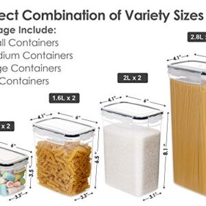 Airtight Food Storage Containers with Lids, CHEFSTORY 8 PCS Plastic Storage Containers for Kitchen & Pantry Organization and Storage,Dry Food Canisters for Flour, Sugar and Cereal