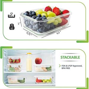 [5-pack, 30oz] Glass Container Food Storage Containers with Lids - Leak Proof Meal Prep Container Glass Lunch Containers - Freezer Containers Microwave Oven Dishwasher Safe