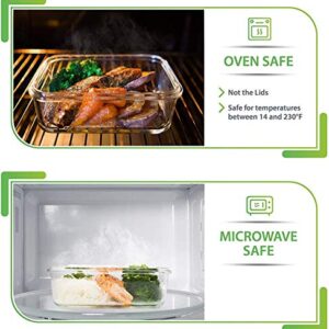 [5-pack, 30oz] Glass Container Food Storage Containers with Lids - Leak Proof Meal Prep Container Glass Lunch Containers - Freezer Containers Microwave Oven Dishwasher Safe