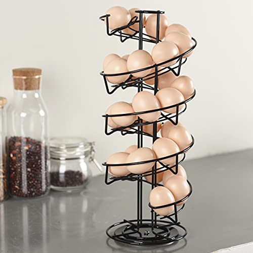 Toplife Spiral Design Metal Egg Skelter Dispenser Rack, Storage Display Rack, Black