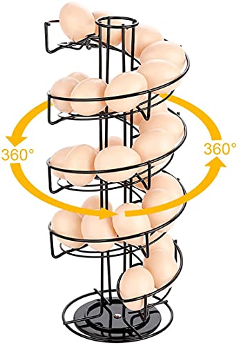 Toplife Spiral Design Metal Egg Skelter Dispenser Rack, Storage Display Rack, Black