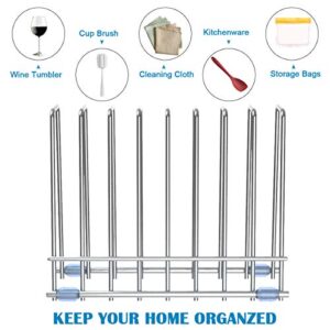 Reusable Storage Bags Rack, Drying Rack for Storage Bags, Stainless Stand for Reusable Storage Bags, File Organizer Desktop Storage Book Shelf (Silver)