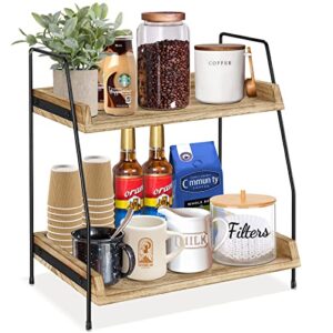 coffee bar accessories and organizer countertop, coffee station organizer 2 tier kitchen counter shelf organizer,coffee condiment storage,cup lid holder countertop shelf for bathroom,kitchen,coffe bar