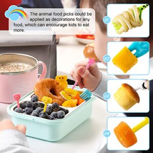 90 Pcs Food Picks for Kids with Cute Storage Box, Cartoon Animals Kids Fruit Toothpicks, Lunch Accessories for Bento Box, Fun Toddler Food Picks - BPA Free