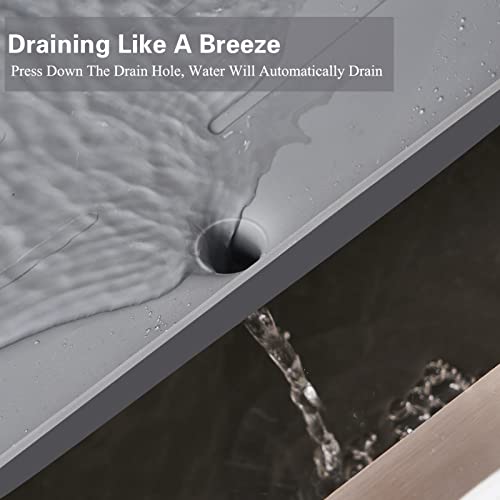 Under Sink Mat, 34"x22" Silicone Under Sink Mats for Kitchen Waterproof, Cabinet Drip Tray, Bottom of Kitchen Under The Sink Mat, Liner Protector with 1" Lip Drain Hole for Leak