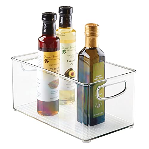 mDesign Plastic Kitchen Organizer - Storage Holder Bin with Handles for Pantry, Cupboard, Cabinet, Fridge/Freezer, Shelves, and Counter - Holds Canned Food, Snacks, Drinks, and Sauces - 2 Pack - Clear