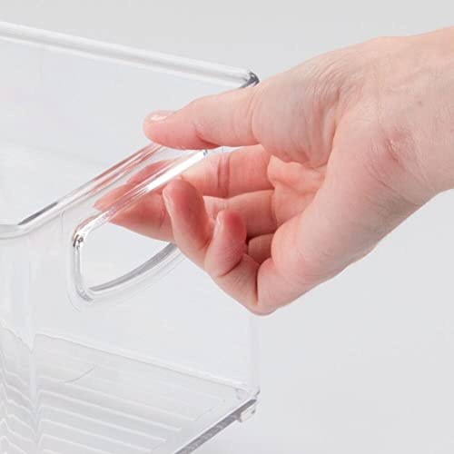 mDesign Plastic Kitchen Organizer - Storage Holder Bin with Handles for Pantry, Cupboard, Cabinet, Fridge/Freezer, Shelves, and Counter - Holds Canned Food, Snacks, Drinks, and Sauces - 2 Pack - Clear