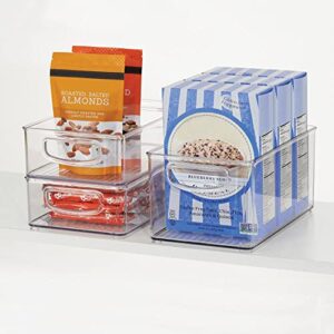 mDesign Plastic Kitchen Organizer - Storage Holder Bin with Handles for Pantry, Cupboard, Cabinet, Fridge/Freezer, Shelves, and Counter - Holds Canned Food, Snacks, Drinks, and Sauces - 2 Pack - Clear