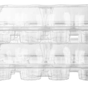 Plastic Cupcake Containers Boxes | 12 Compartment – 8 Pack | Disposable High Dome Dozen Cupcake Holder With Lid Bulk | Extra Sturdy Stackable Cupcake Boxes | Durable Muffin Packaging Transporter To Go