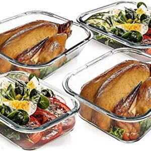 [80 oz & 36 oz]Extra Large Glass Food Storage/Baking Containers Set with Locking Lids, 2 Pack 80 oz(10 cup)&2 Pack 36 oz (4.5 cup)Airtight Glass Container,Microwave,Oven,Freezer and Dishwasher