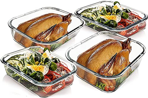 [80 oz & 36 oz]Extra Large Glass Food Storage/Baking Containers Set with Locking Lids, 2 Pack 80 oz(10 cup)&2 Pack 36 oz (4.5 cup)Airtight Glass Container,Microwave,Oven,Freezer and Dishwasher