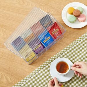 Lifewit 2 Pack Plastic Stackable Tea Bag Organizer, Divided Storage Bin Box for Kitchen Cabinets, Countertops, Pantry, Hold Coffee Pods, Sugar Packets, Condiments, 8 Sections