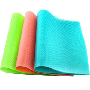 psiso 8 pcs refrigerator mats, eva refrigerator liners for shelves washable can be cut fridge shelf liner waterproof fridge pads mat drawer table placemats, pink/2 green/3 blue/3