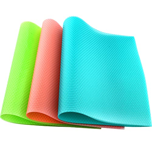 PSISO 8 PCS Refrigerator Mats, EVA Refrigerator Liners for Shelves Washable Can Be Cut Fridge Shelf Liner Waterproof Fridge Pads Mat Drawer Table Placemats, Pink/2 Green/3 Blue/3