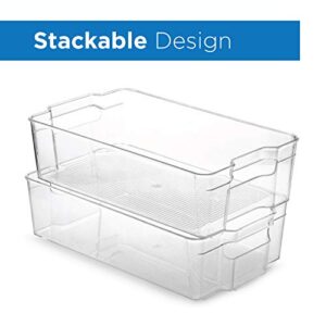 Set Of 8 Refrigerator Pantry Organizer Bins - Clear Food Storage Baskets for Kitchen, Countertops, Cabinets, Fridge, Freezer, Bedrooms, Bathrooms - Stackable Plastic Household Storage Containers