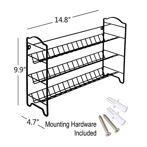 SWOMMOLY Spice Rack Organizer with 24 Empty Square Spice Jars, 396 Spice Labels with Chalk Marker and Funnel Complete Set, for Countertop, Cabinet or Wall Mount, Black