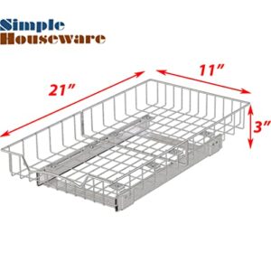 Simple Houseware Cabinet Pull Out Sliding Shelf Drawer Organizer (11”W x 21”D)