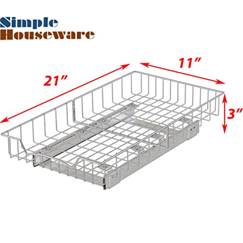 Simple Houseware Cabinet Pull Out Sliding Shelf Drawer Organizer (11”W x 21”D)