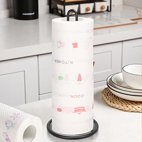 NearMoon Paper Towel Holder Countertop, Sturdy Kitchen Paper Towel Stand Dispenser-All Metal, Standard or Jumbo-Sized for Kitchen Countertop, Farmhouse, Living Room (1 Pack, Matte Black)