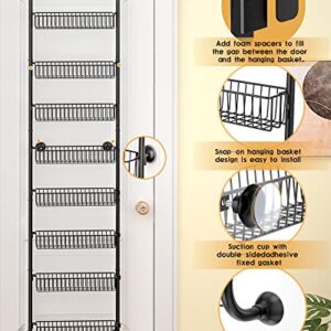 TIMEBAL 8 Tier Over the Door Pantry Organizer, Over the Door Organizer and Storage Rack with 8 Full Baskets, Metal Hanging & Wall Mounted Kitchen Storage Spice Rack, Bathroom Over Door Organizer-Black